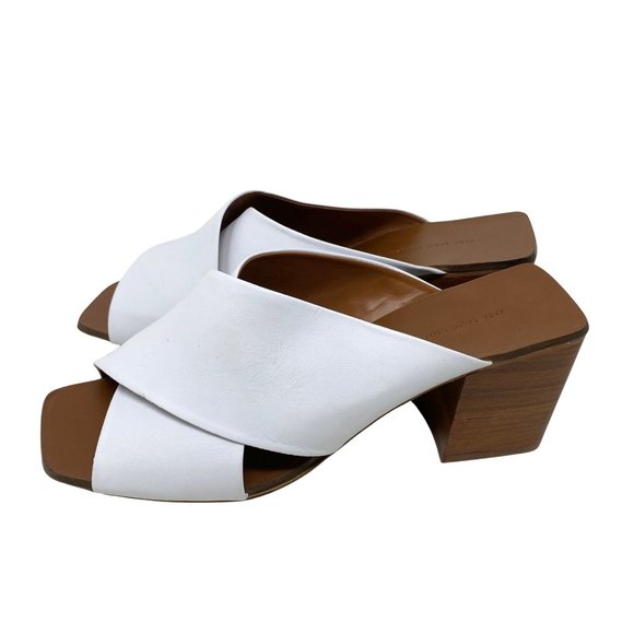 Zara | Shoes | Zara Basic Collection White Leather Crossover Slides ...